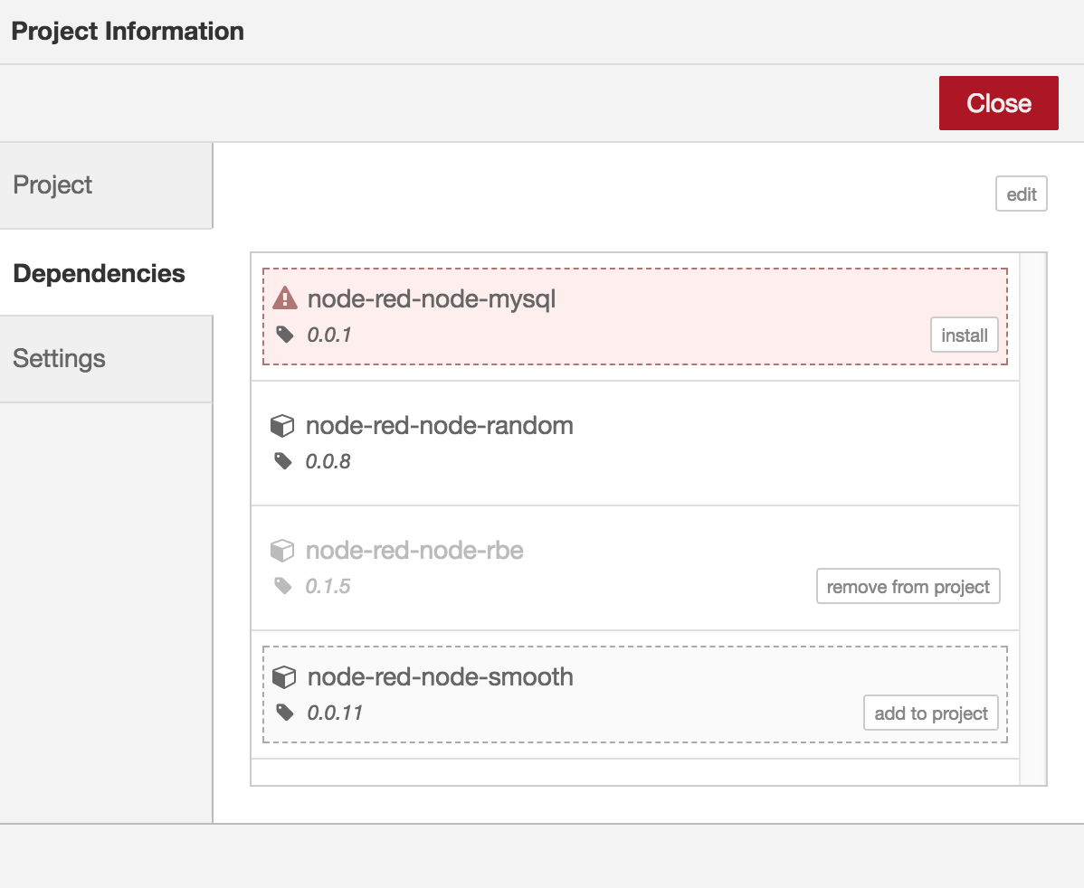 Projects Node RED