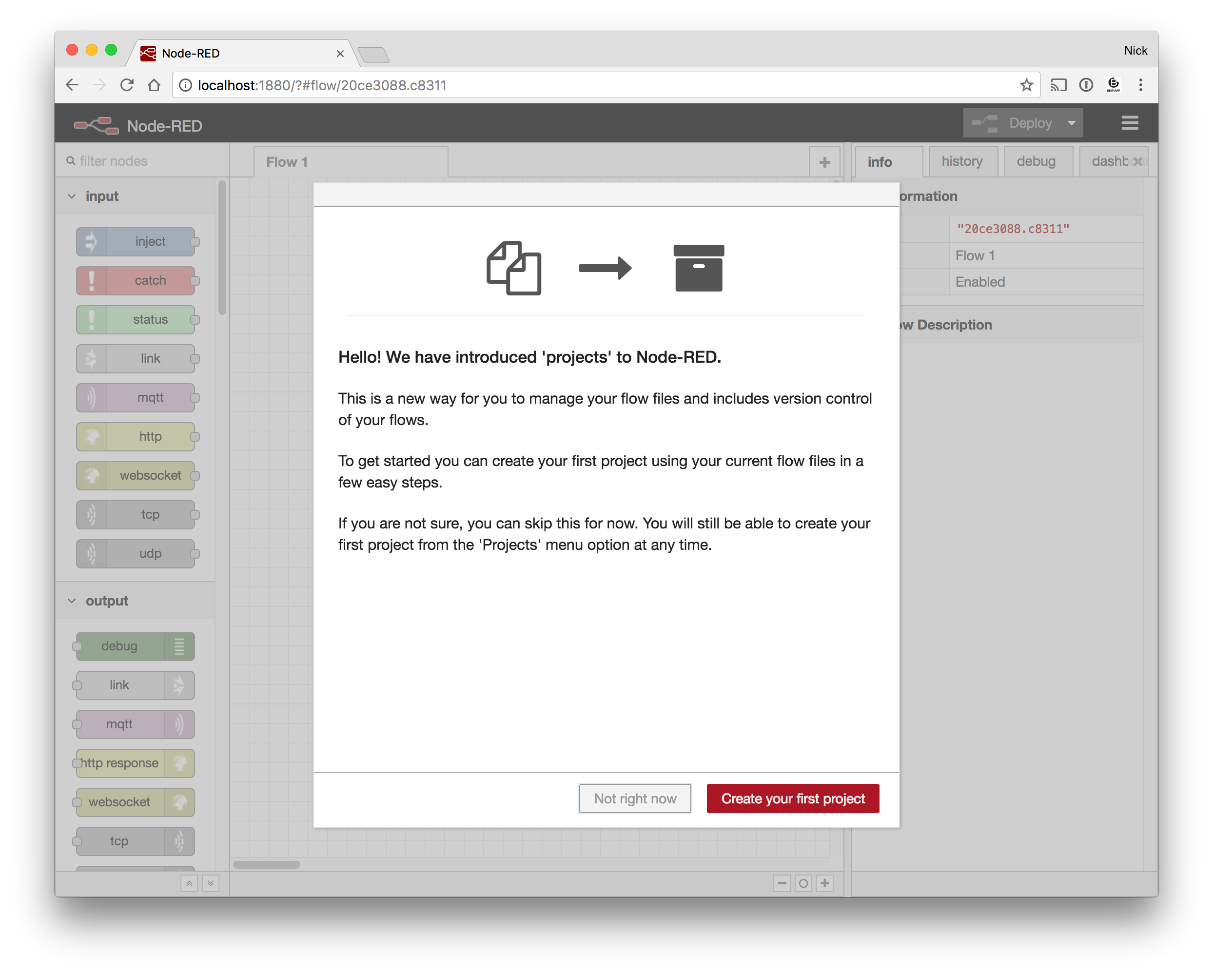 Projects Node RED